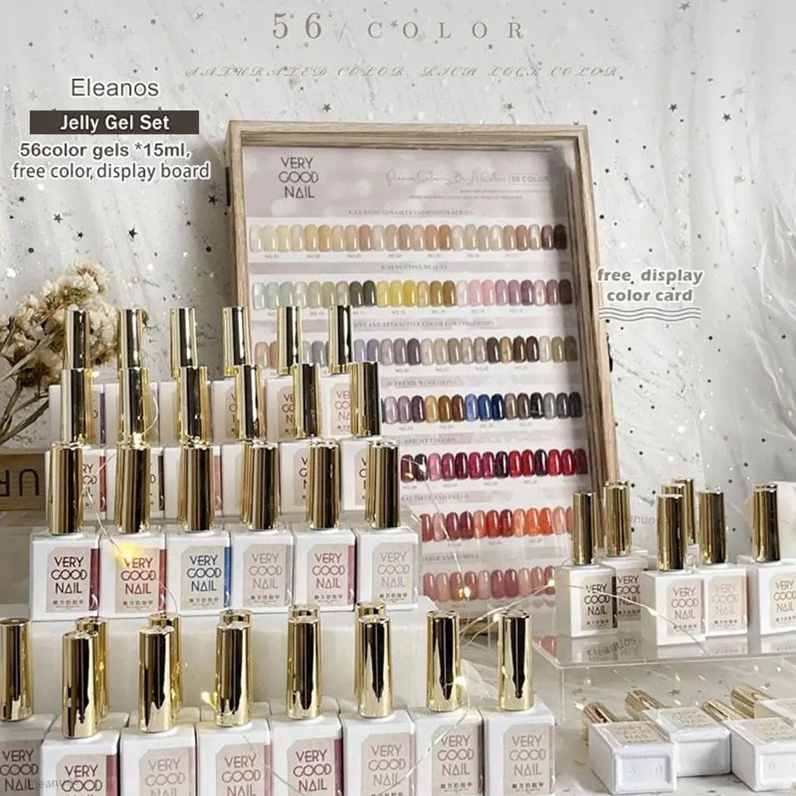 56 Pc Full Set Jelly Gel Nail Polish Korean Sheer Salon Gel Nails DIY ...