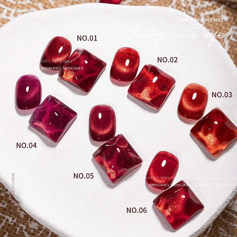 Ruby Red Magnetic Velvet Gel Nail Polish UV/LED Korean Glitter Nail Art ...