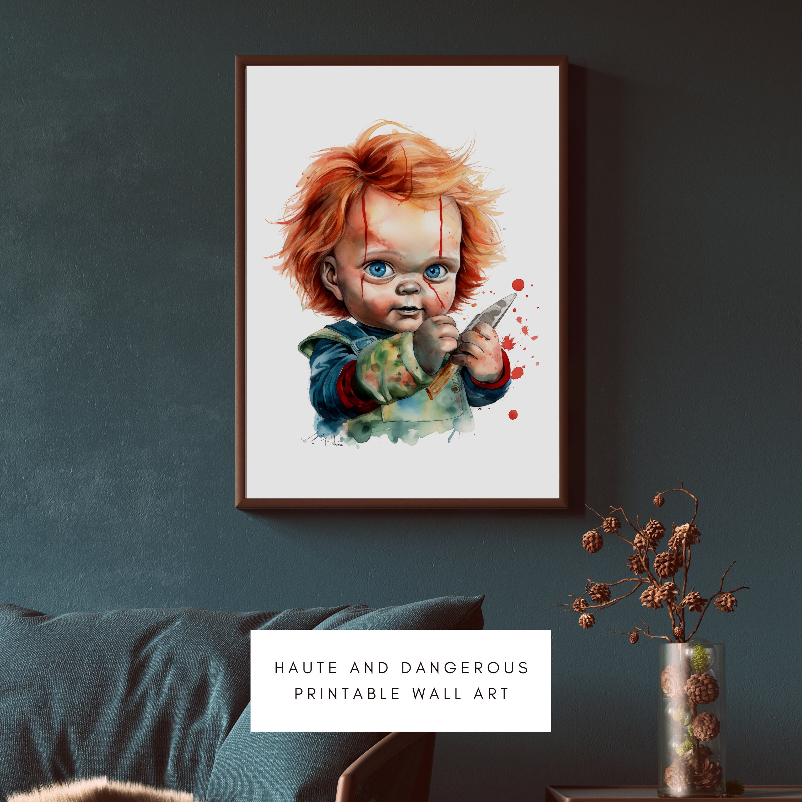 Baby Chuck Horror Printable, Nursery Decor, Occult Art Print, Digital ...