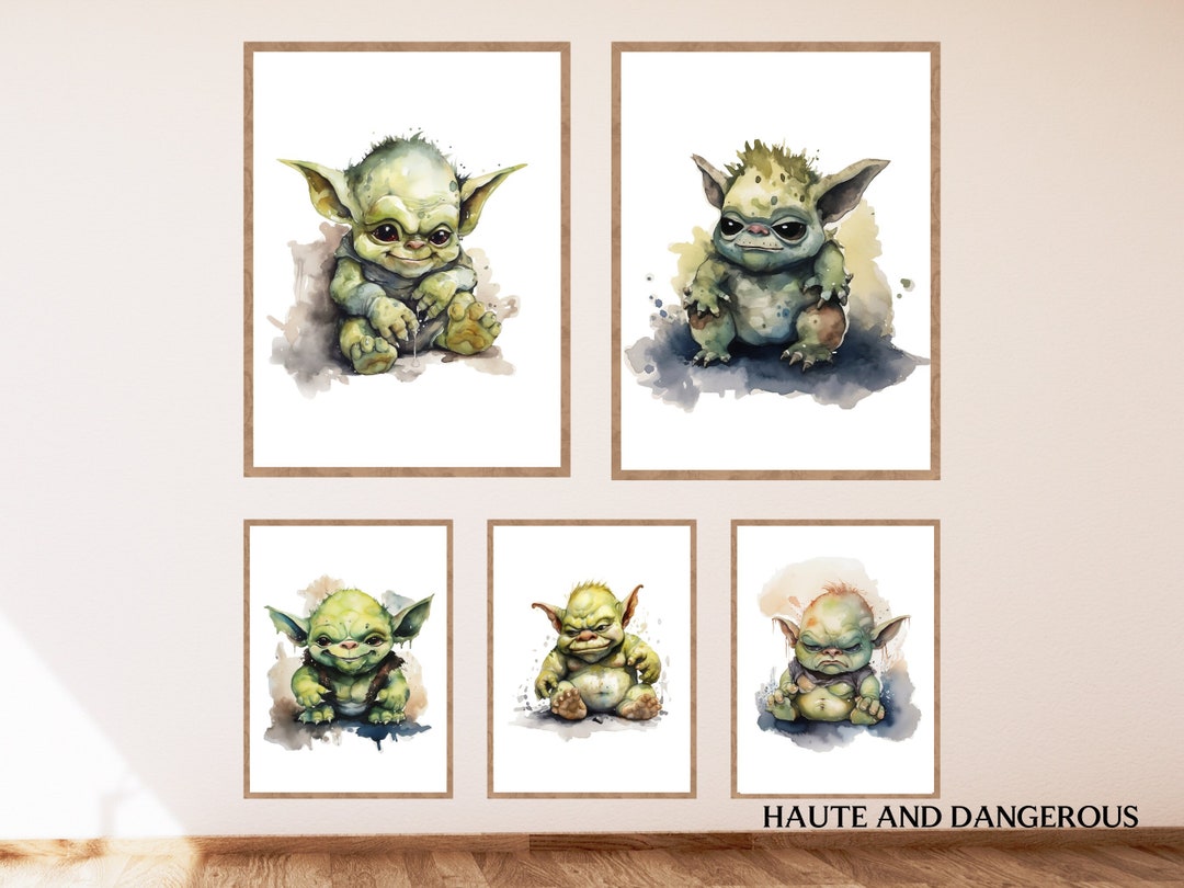 Baby Ogre Goblin Printable Set of 5, Nursery Decor, Baby Girl Boy Print ...
