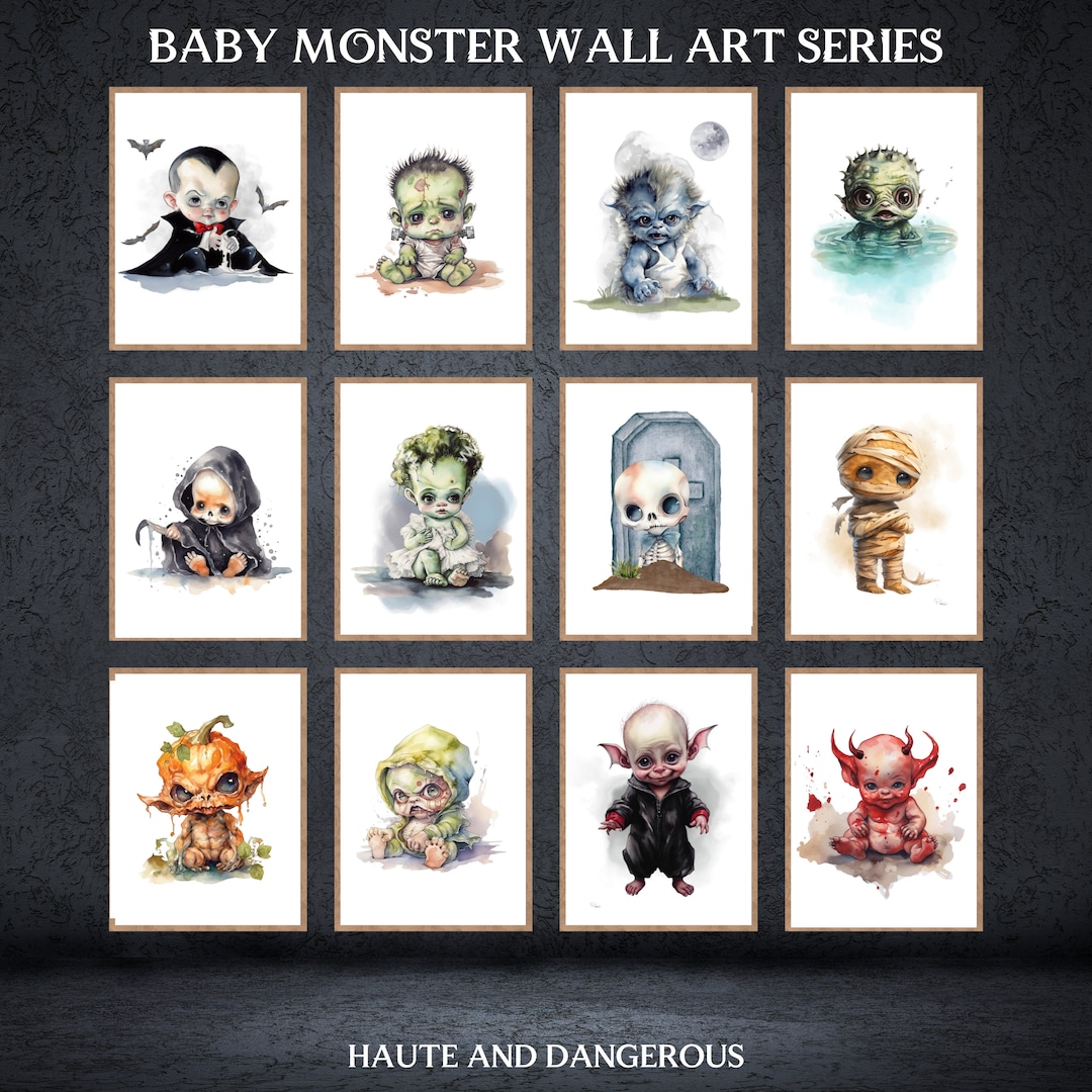 Baby Monster Art Print, Nursery Decor, Baby Monsters Art Prints, Spooky ...