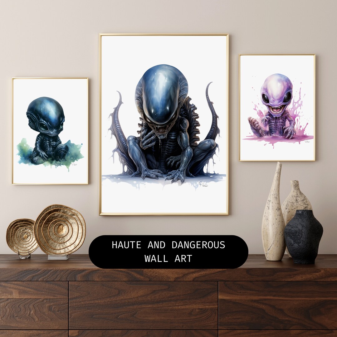 Set of 3 Baby Xenomorph Alien Printable Digital Download Wall - Etsy