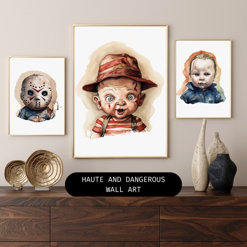 Set of 3 Baby Slashers Printable, Digital Download Wall Art, Horror ...