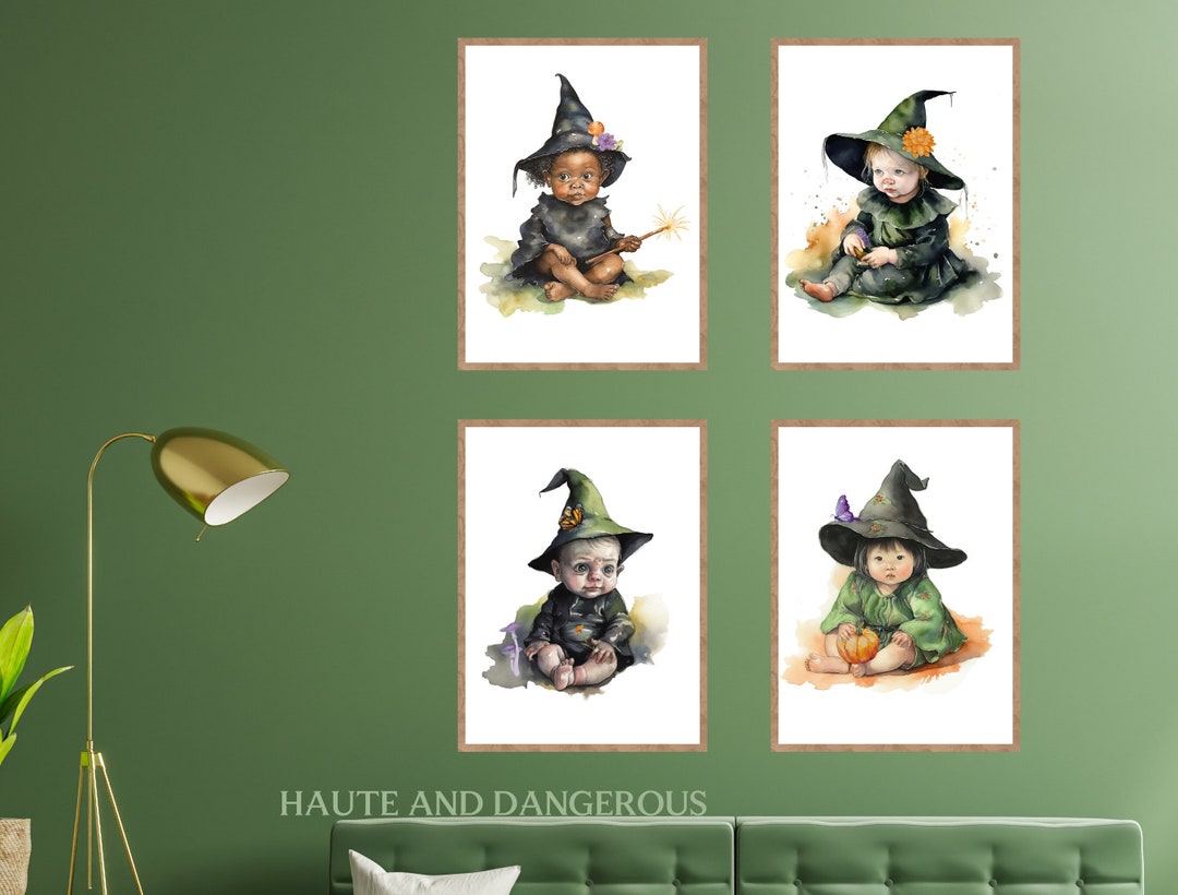 Baby Witch Nursery Printable Art Set, Witches Magical Wizarding Prints ...
