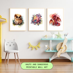 Baby Dnd Monster Printable Art Set of 3, Nursery Decor, Dungeon and ...