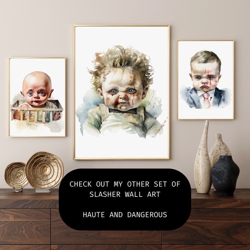 Set of 3 Baby Slashers Printable, Digital Download Wall Art, Horror ...