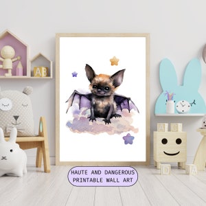 Set of 3 Baby Bat Bats Printable, Nursery Decor, Digital Download Wall ...