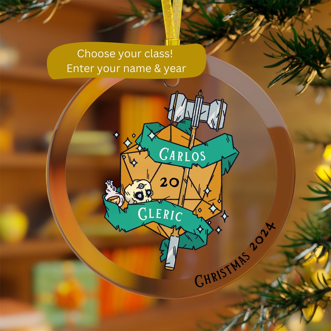 Personalized Dnd Glass Christmas Ornament W Name / Class, Customizable ...
