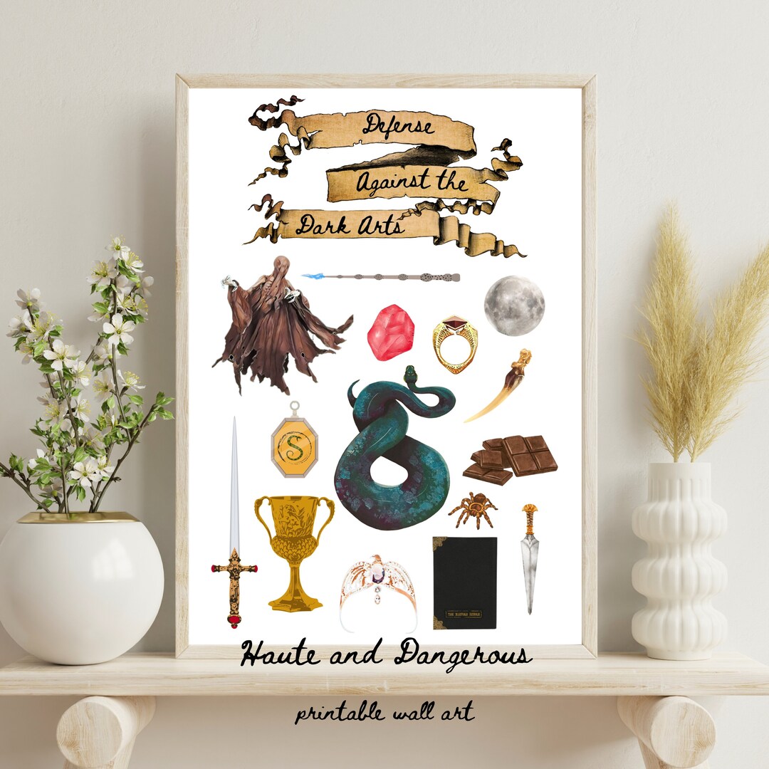 Dark Arts Chart Print | Magic Defense Watercolor Printable Wall Art ...