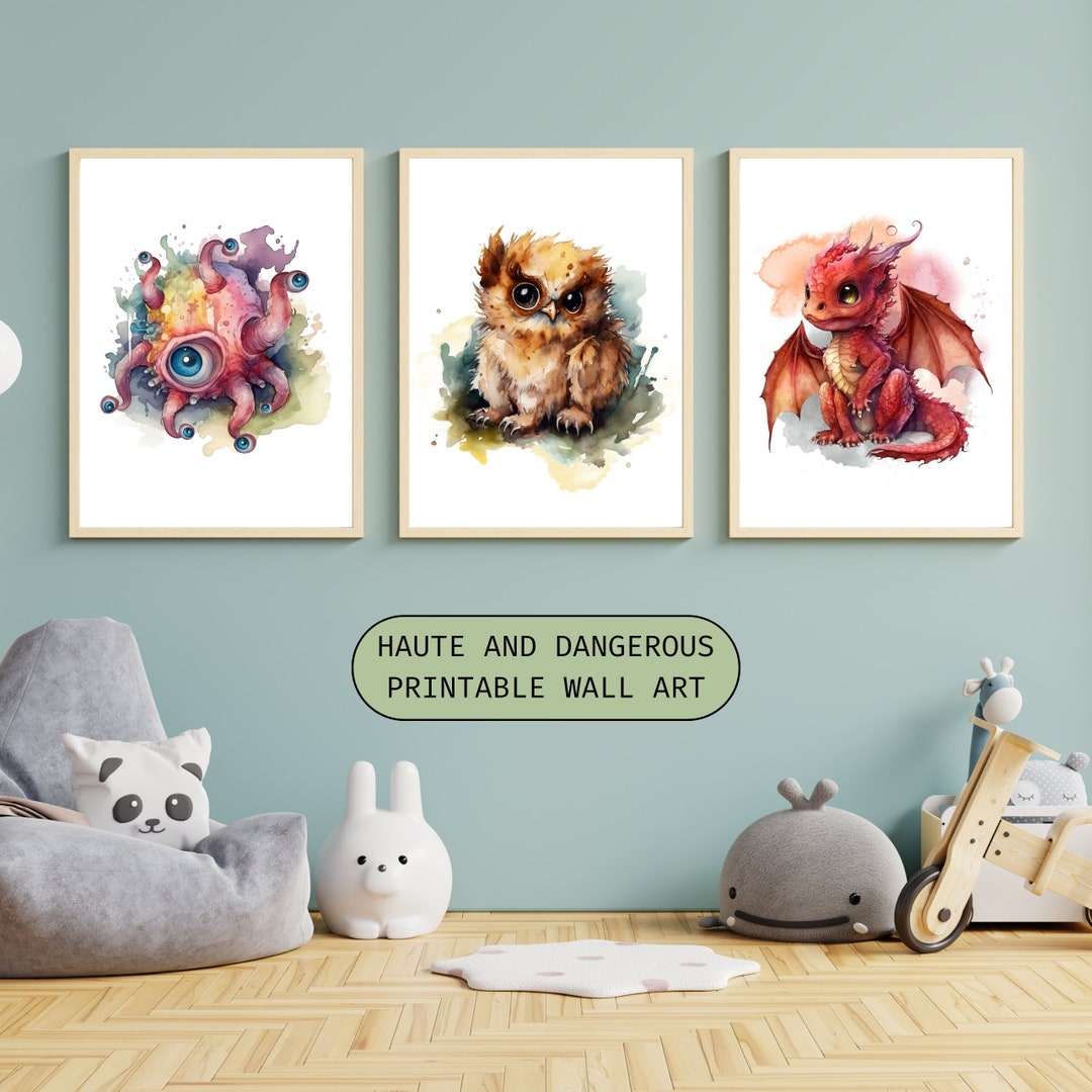 Baby Dnd Monster Printable Art Set of 3, Nursery Decor, Dungeon and ...