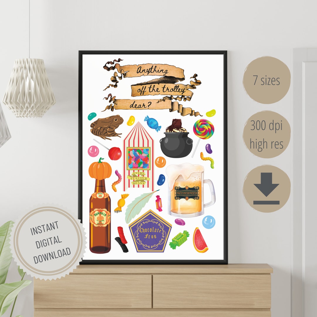 Magical Candy Trolley Chart Print | Magic Watercolor Printable Wall Art ...