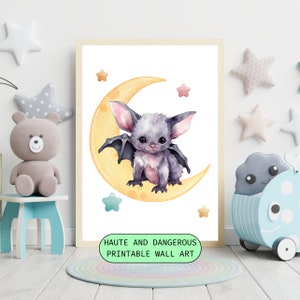 Set of 3 Baby Bat Bats Printable, Nursery Decor, Digital Download Wall ...