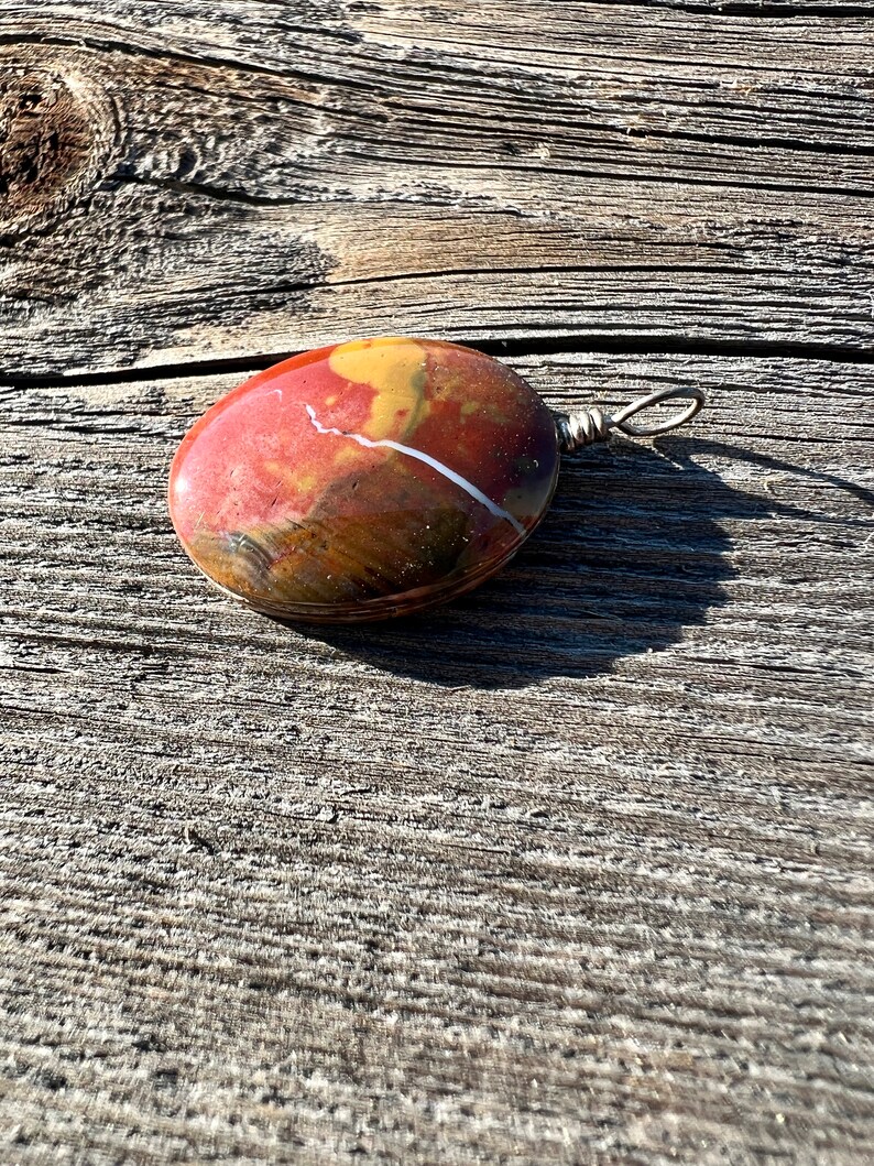 Minimalist Jasper Pendant Gorgeous Colors Red Orange & - Etsy