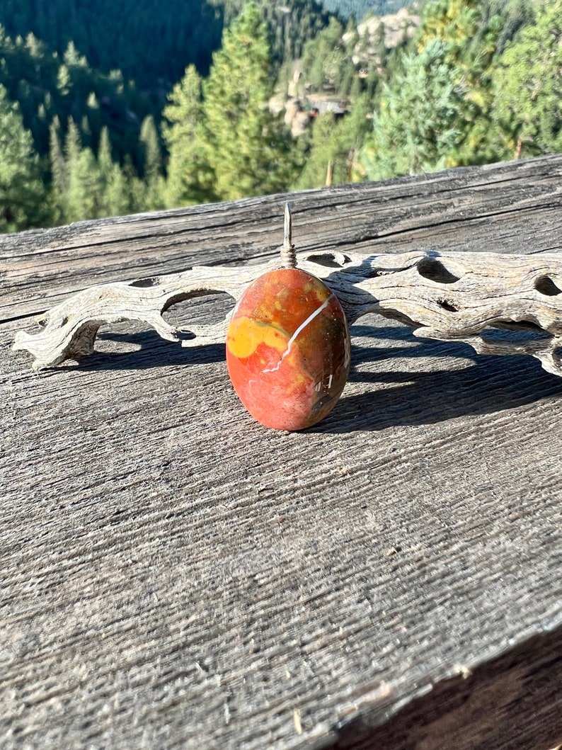 Minimalist Jasper Pendant Gorgeous Colors Red Orange & - Etsy