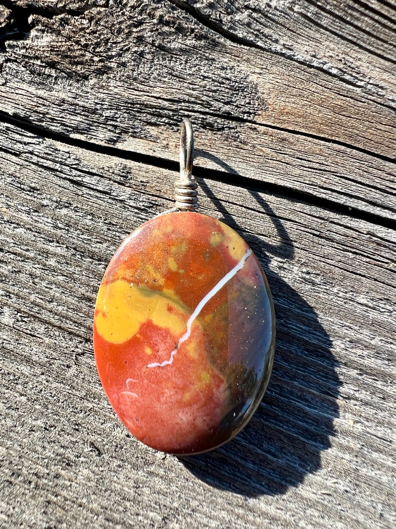 Minimalist Jasper Pendant Gorgeous Colors Red Orange & - Etsy
