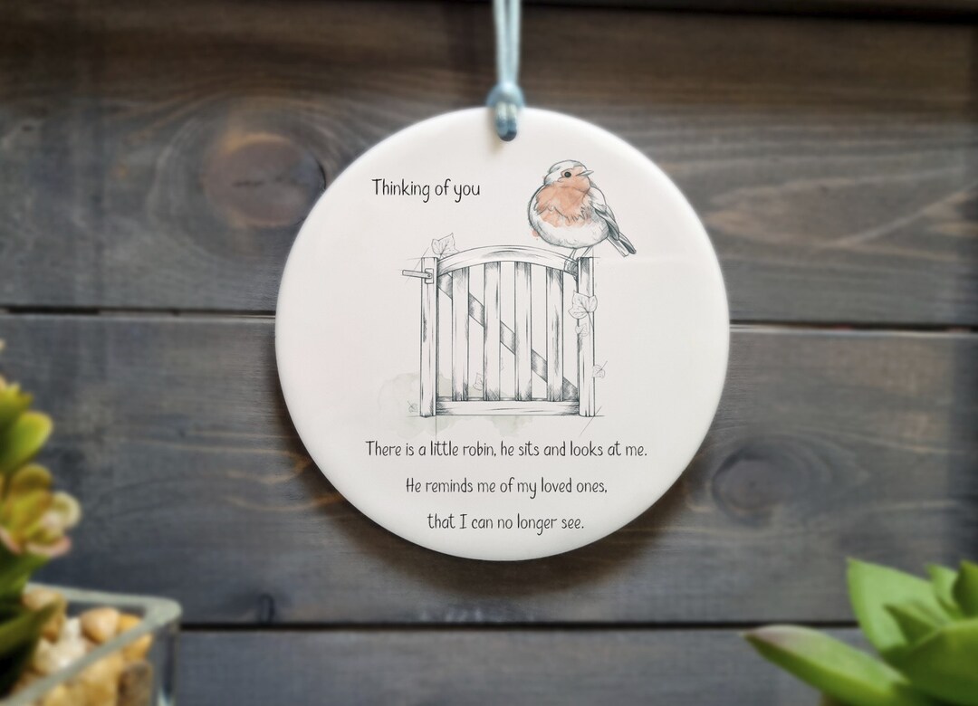 Robin Memorial Gift, Plaque and Card Gift, Robin Sketch, Bereavement ...