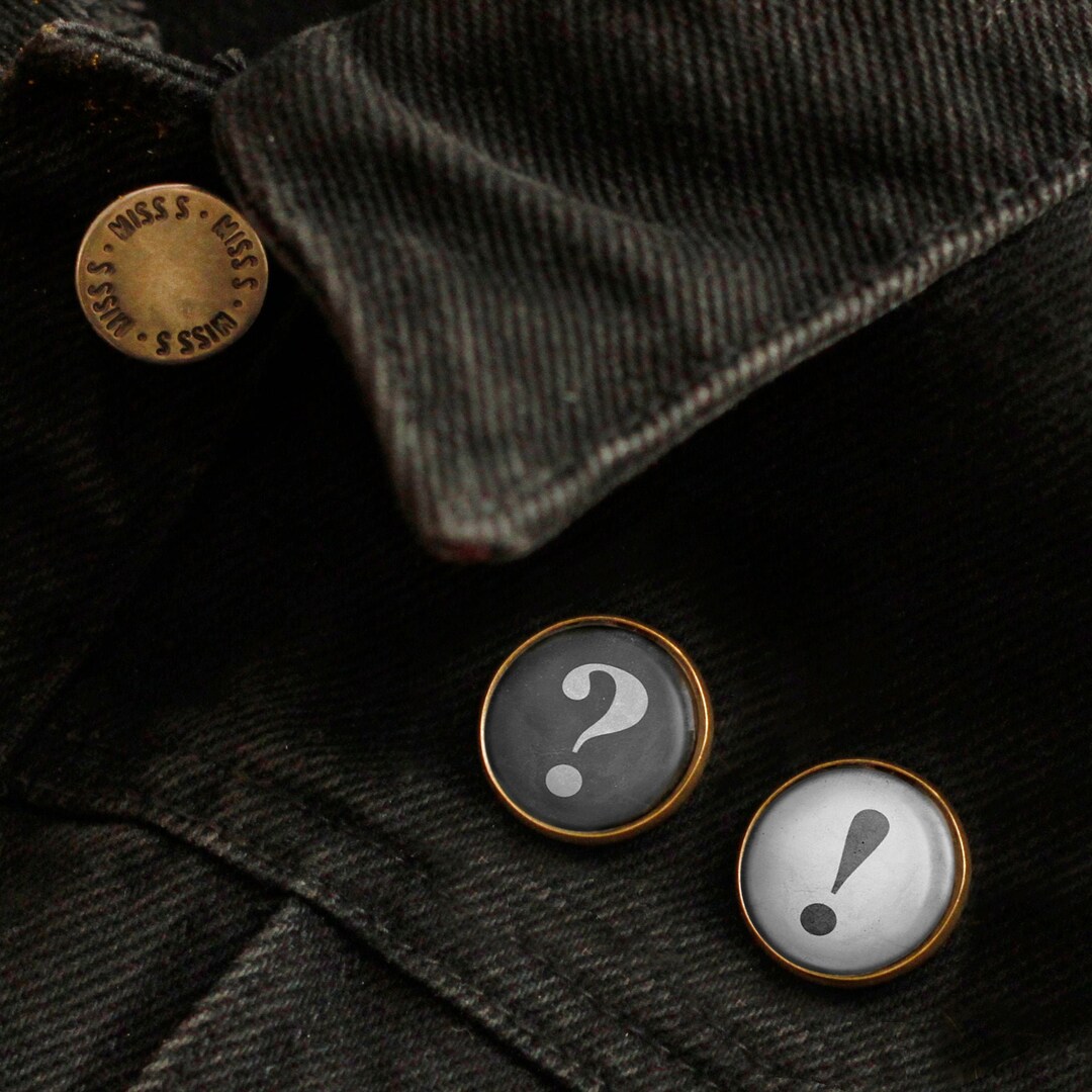 Exclamation Point and Question Mark Pins, 20 Mm, Typewriter Button ...
