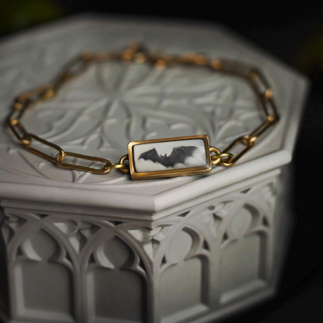 Gothic Bat Bracelet, Victorian Miniature Art, Gothic Vampire Jewelry ...