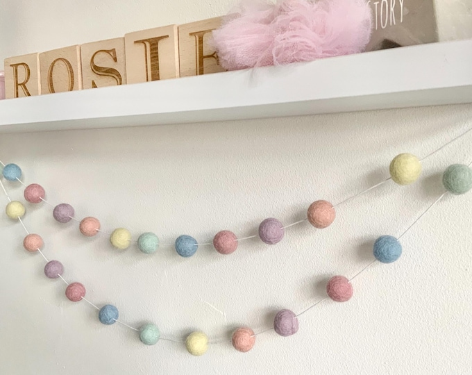 Pastel Rainbow Felt Ball Garland: Spring Easter Decor - Etsy