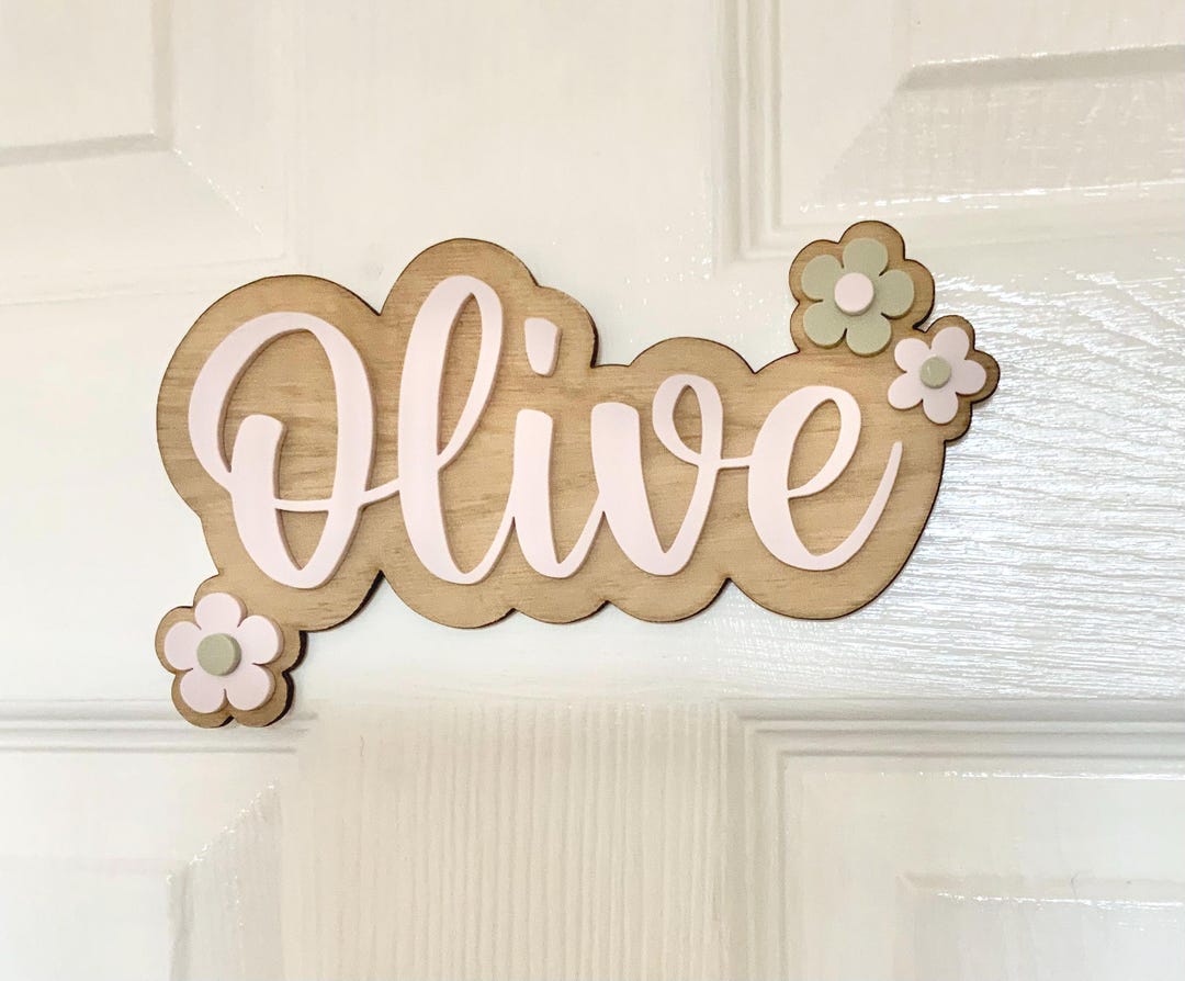Daisy Layered Wood and Acrylic Door Sign /girls Personalised Room Sign ...