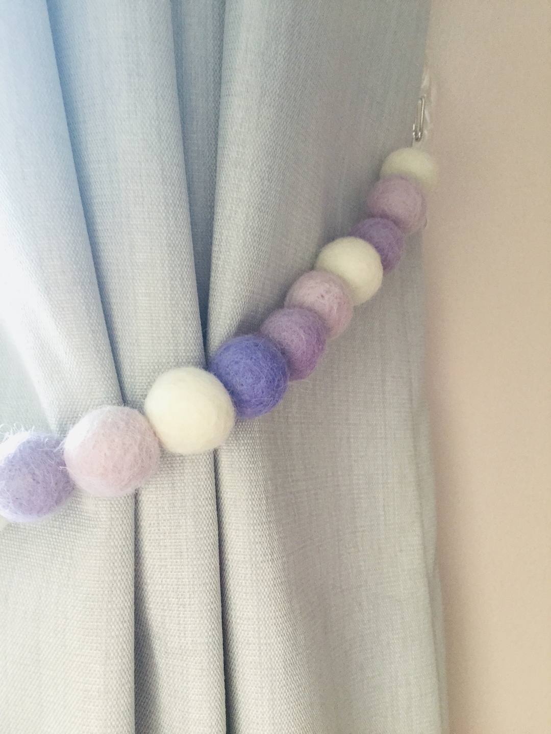 Pastel Lilac Felt Ball Curtain Tie Back: Rainbow Pom Pom Decor - Etsy
