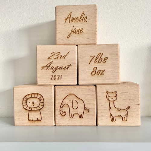 Personalised Jungle Themed Baby Blocks / Jungle / Safari - Etsy