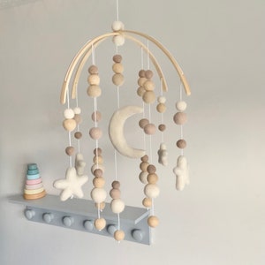 Moon and Star Neutral Baby Mobile / Cascading Calm Baby Mobile / Gender ...