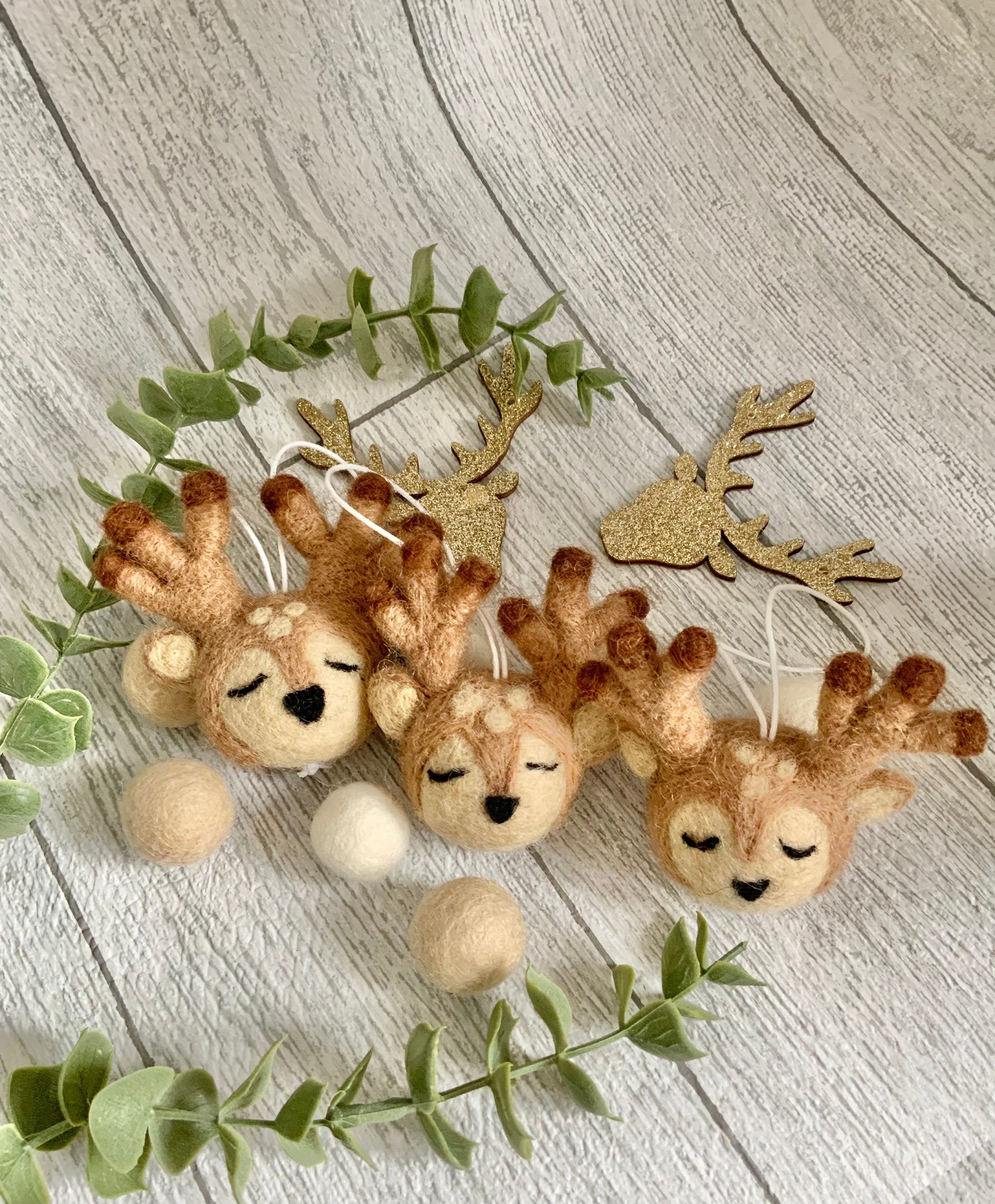 Felted Reindeer Head Christmas Ornament: Handmade Merino Wool Bauble - Etsy
