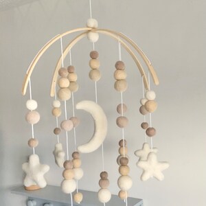 Moon and Star Neutral Baby Mobile / Cascading Calm Baby Mobile / Gender ...
