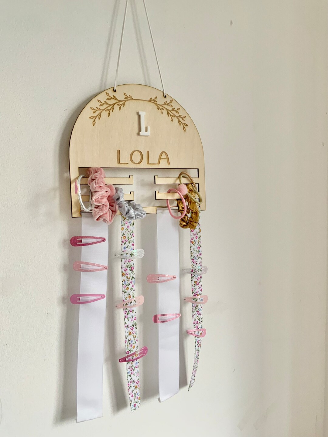 Personalised Girls Bow Holder / Boho Girls Hair Clip Holder / Girls ...