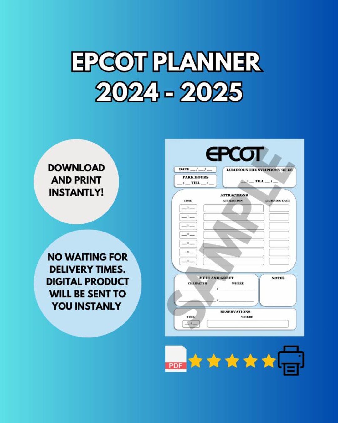 2024-2025 Updated Disney World Epcot Park Planner, Printable PDF ...