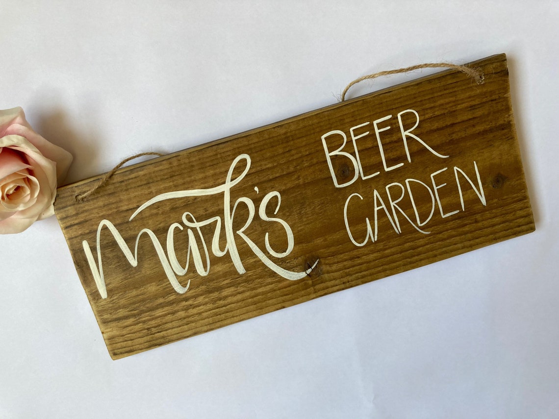 Wooden sign beer garden sign Personalised sign | Etsy