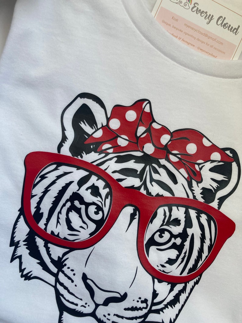 Tiger With Glasses T-shirt Tiger Face Animal Print - Etsy UK