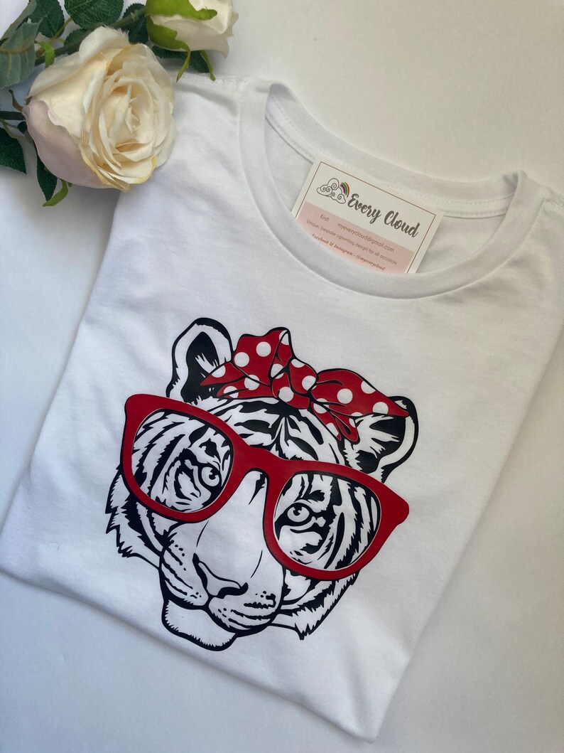 Tiger With Glasses, T-shirt, Tiger Face, Animal Print - Etsy UK