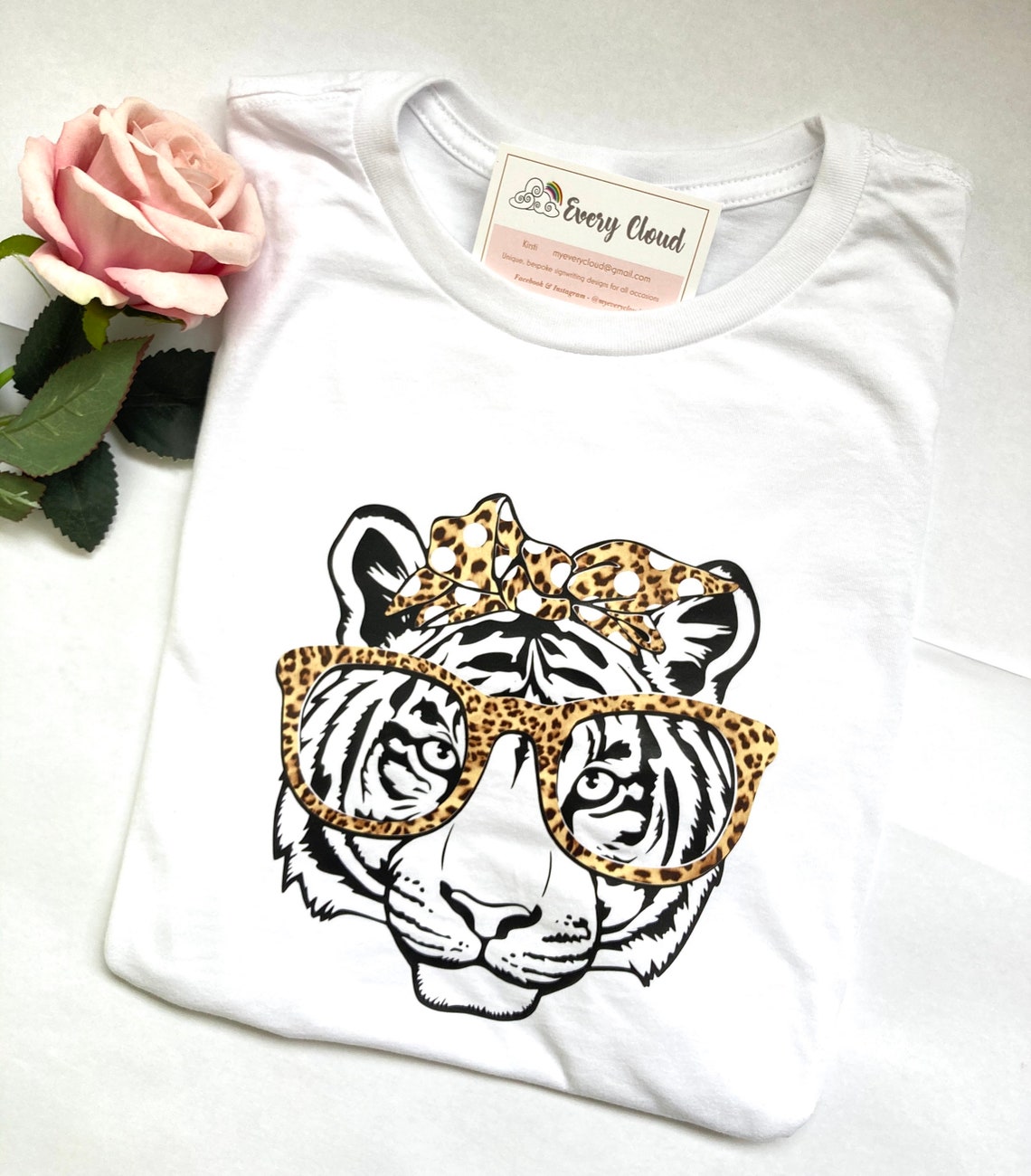 Tiger With Glasses, T-shirt, Tiger Face, Animal Print - Etsy UK