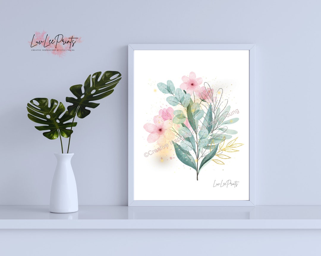 Pastel Floral Wall Art Digital Download Printable Watercolor Pink ...