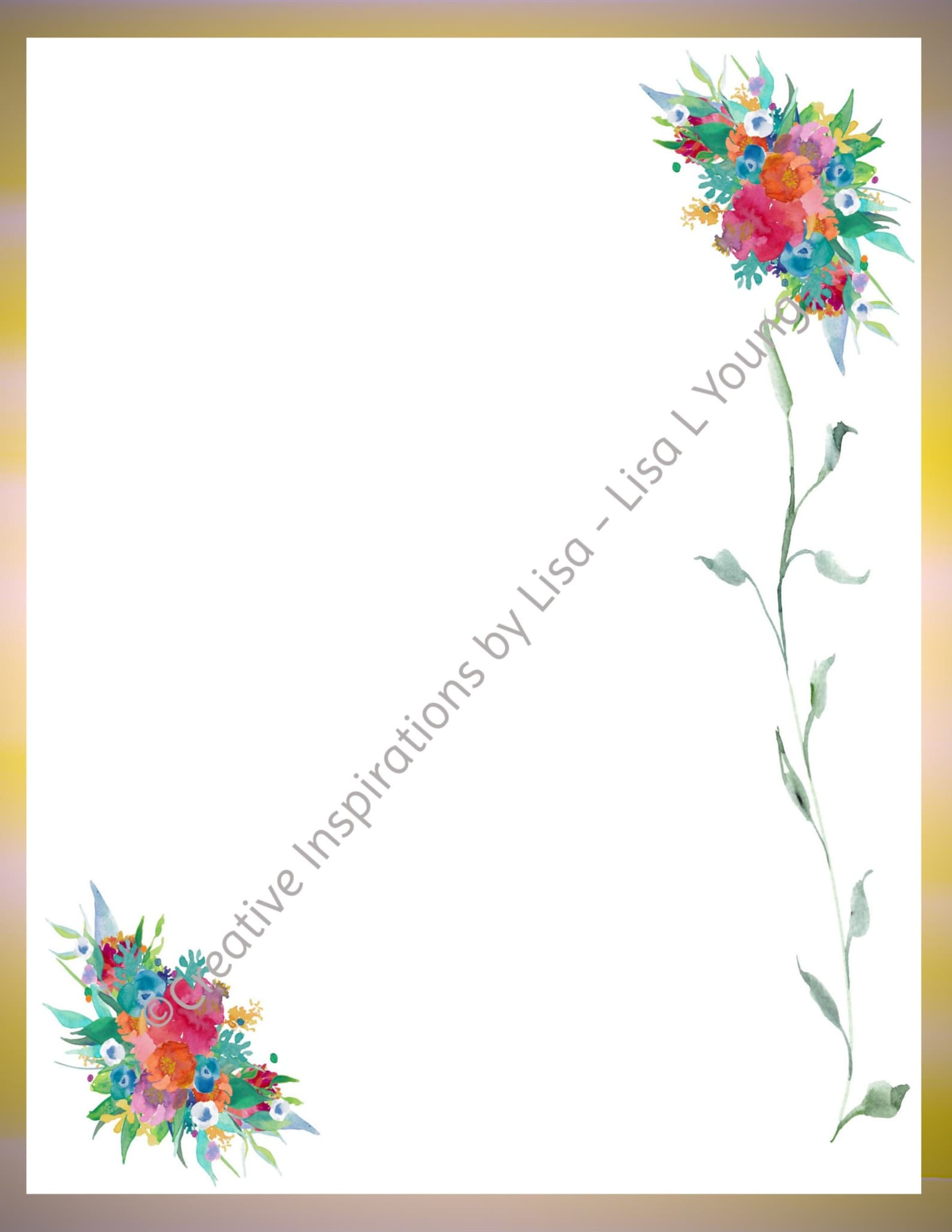 Floral Corners Stationery Printable Set 4 Floral Matching 1 | Etsy