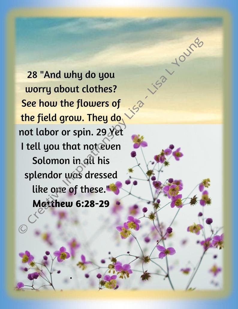 Matthew 6:28-29 do Not Worry Bible Verse - Etsy