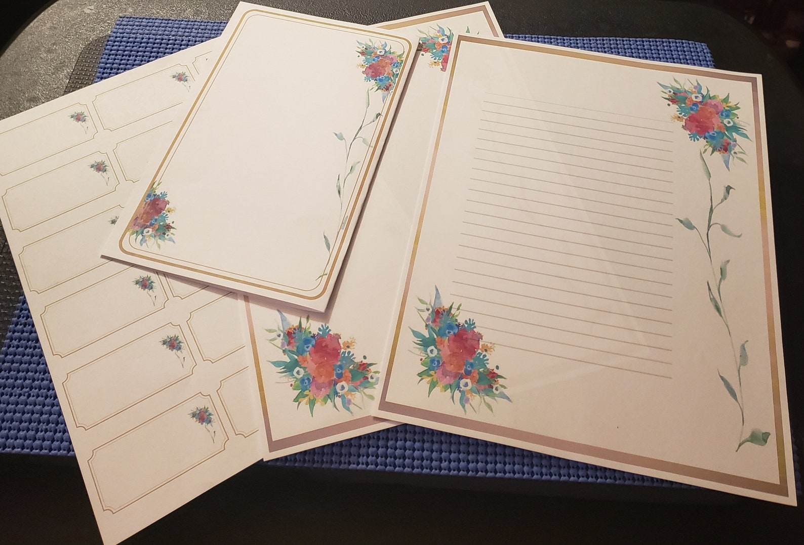 Floral Corners Stationery Printable Set 4 Floral Matching 1 | Etsy