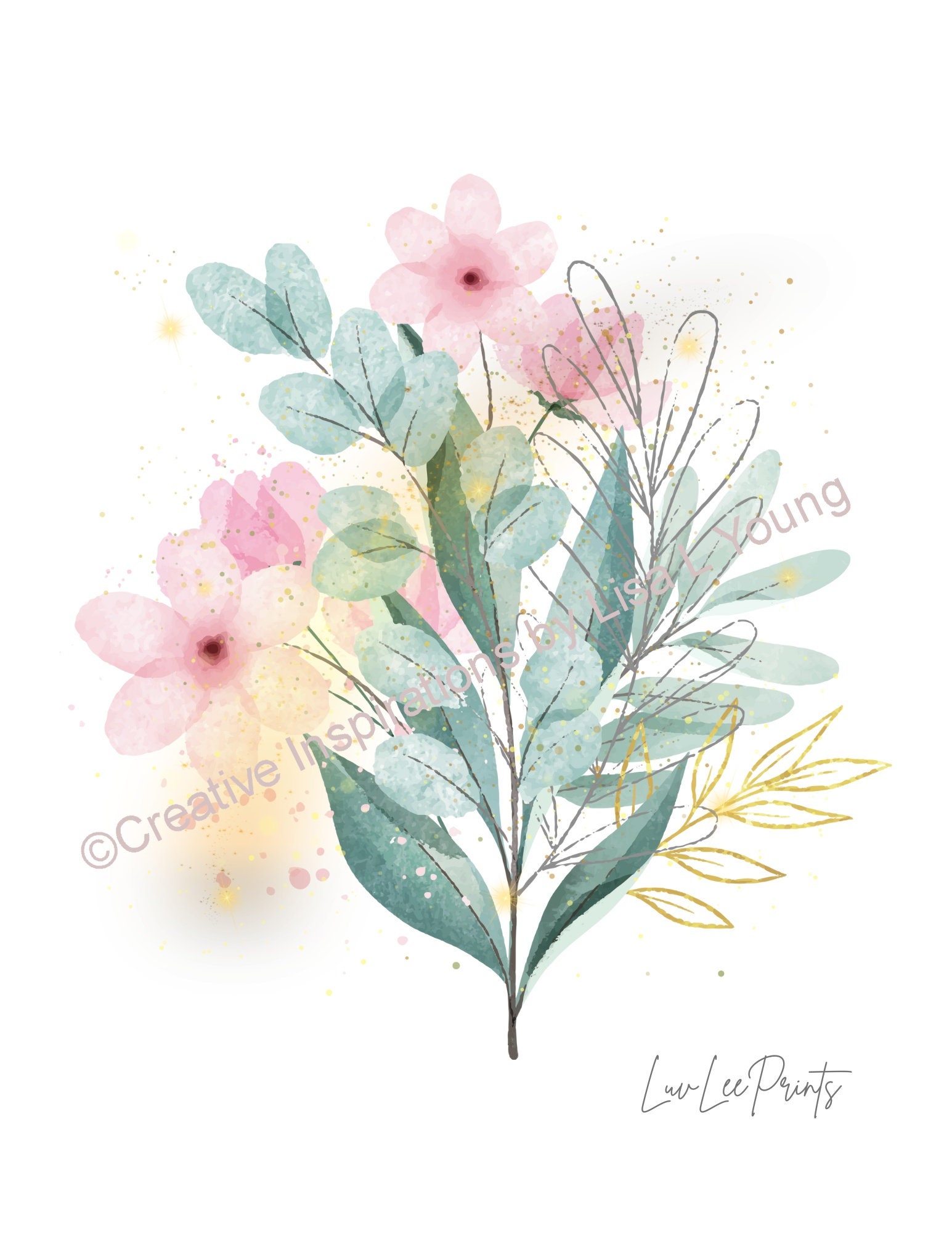 Pastel Floral Wall Art Digital Download Printable Watercolor Pink ...