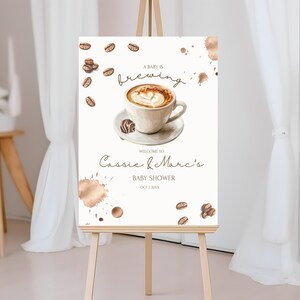 Baby Shower Sign With Coffee Theme | A Baby is Brewing | Cute Coffee ...