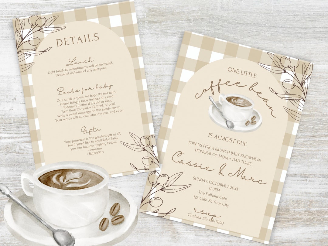 Coffee Bean Baby Shower Invitation Boho Autumn Fall Cafe Little Bean ...