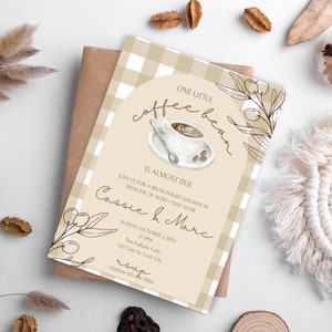 Coffee Bean Baby Shower Invitation | Boho Autumn Fall Cafe Little Bean ...
