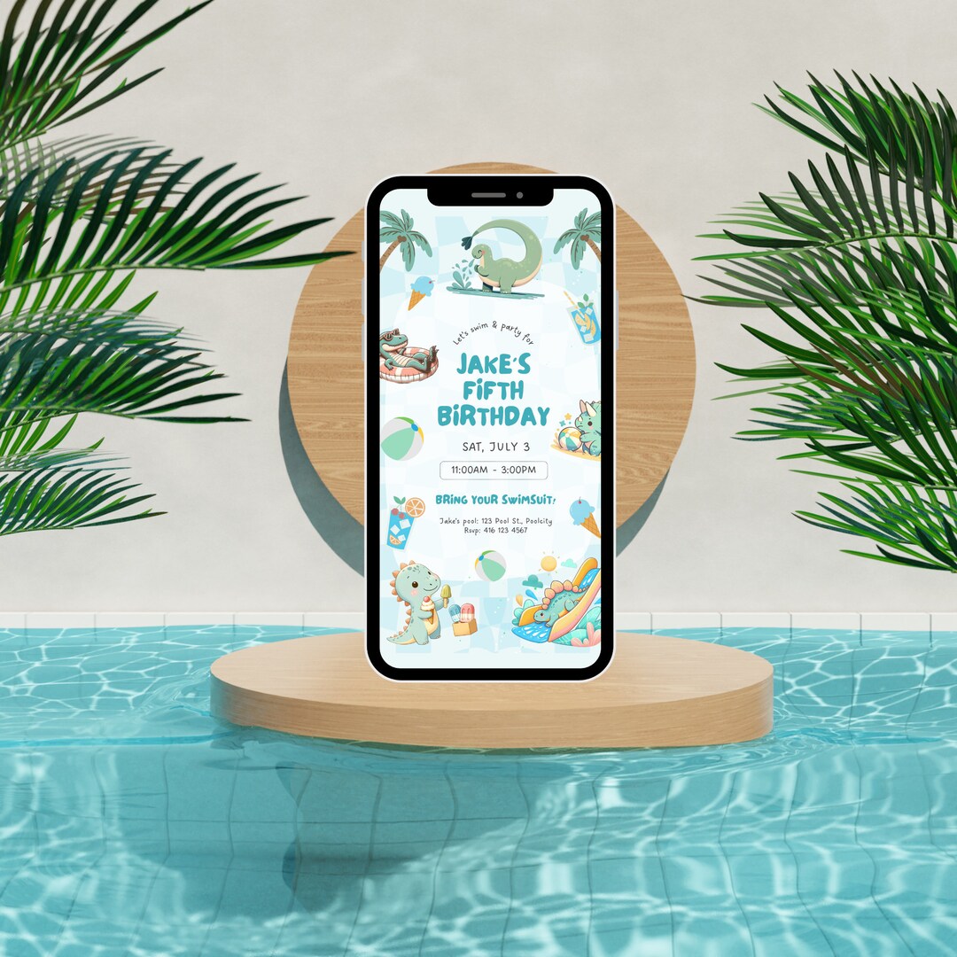 5 Year Old Pool Party Invitation Groovy Pool Party Invitation Dive Into ...