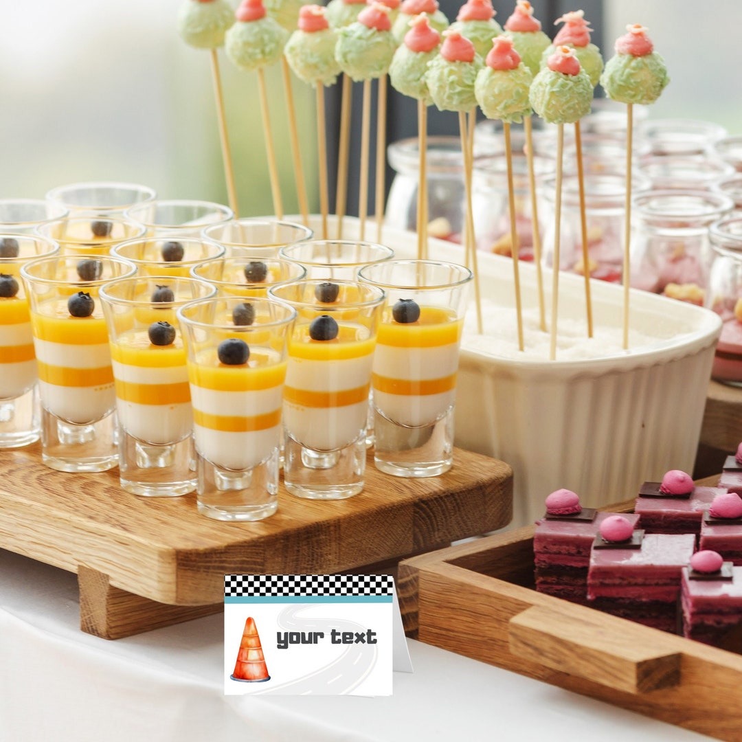 Speedster F1 Driver Party Buffet Food Label Vintage Racing Car Birthday ...