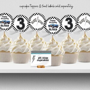 Racing Party Birthday Cupcake Toppers | Blue Vintage Watercolor Car ...