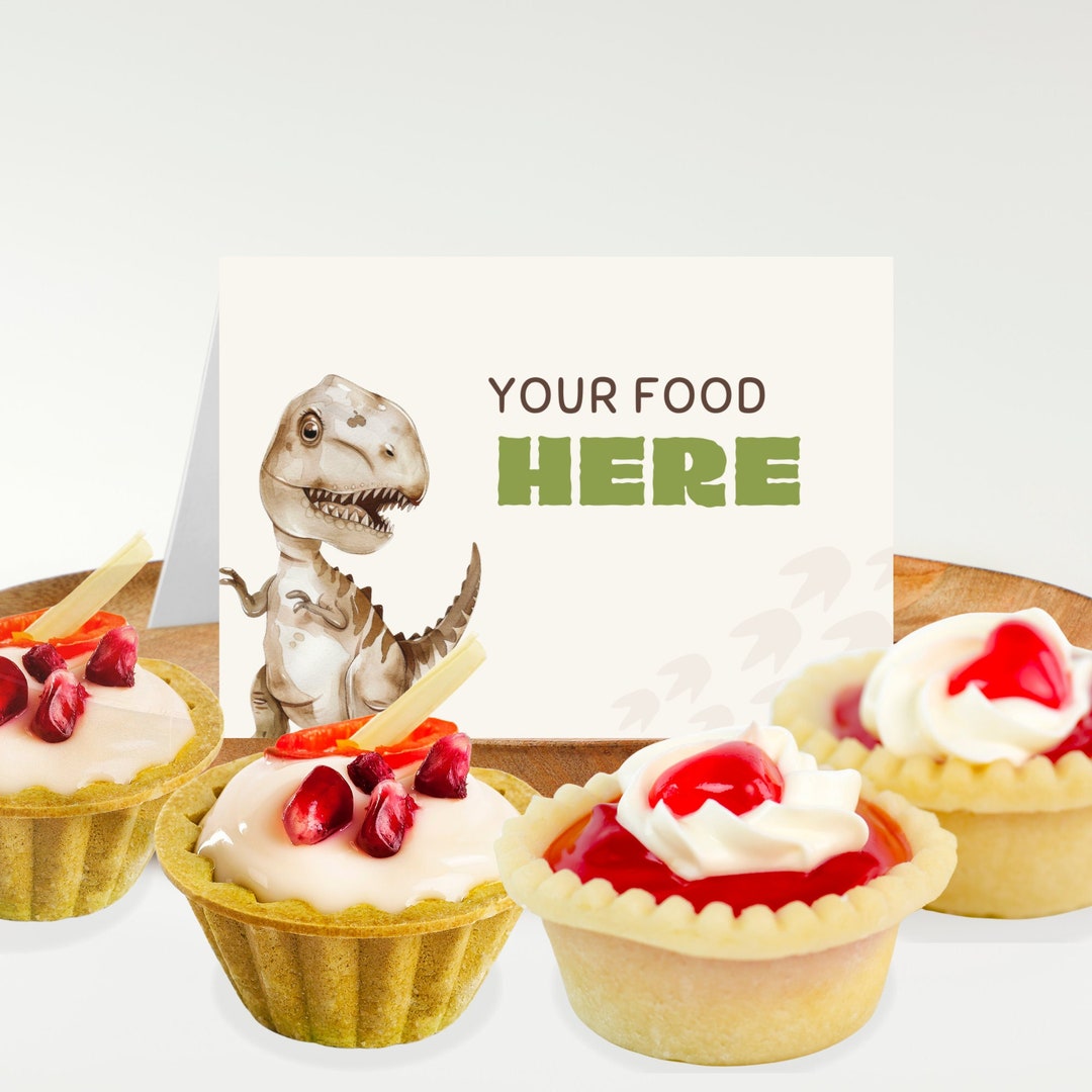 Editable Dinosaur Food Sign or Label Tent Tag or Flat Serving Label ...
