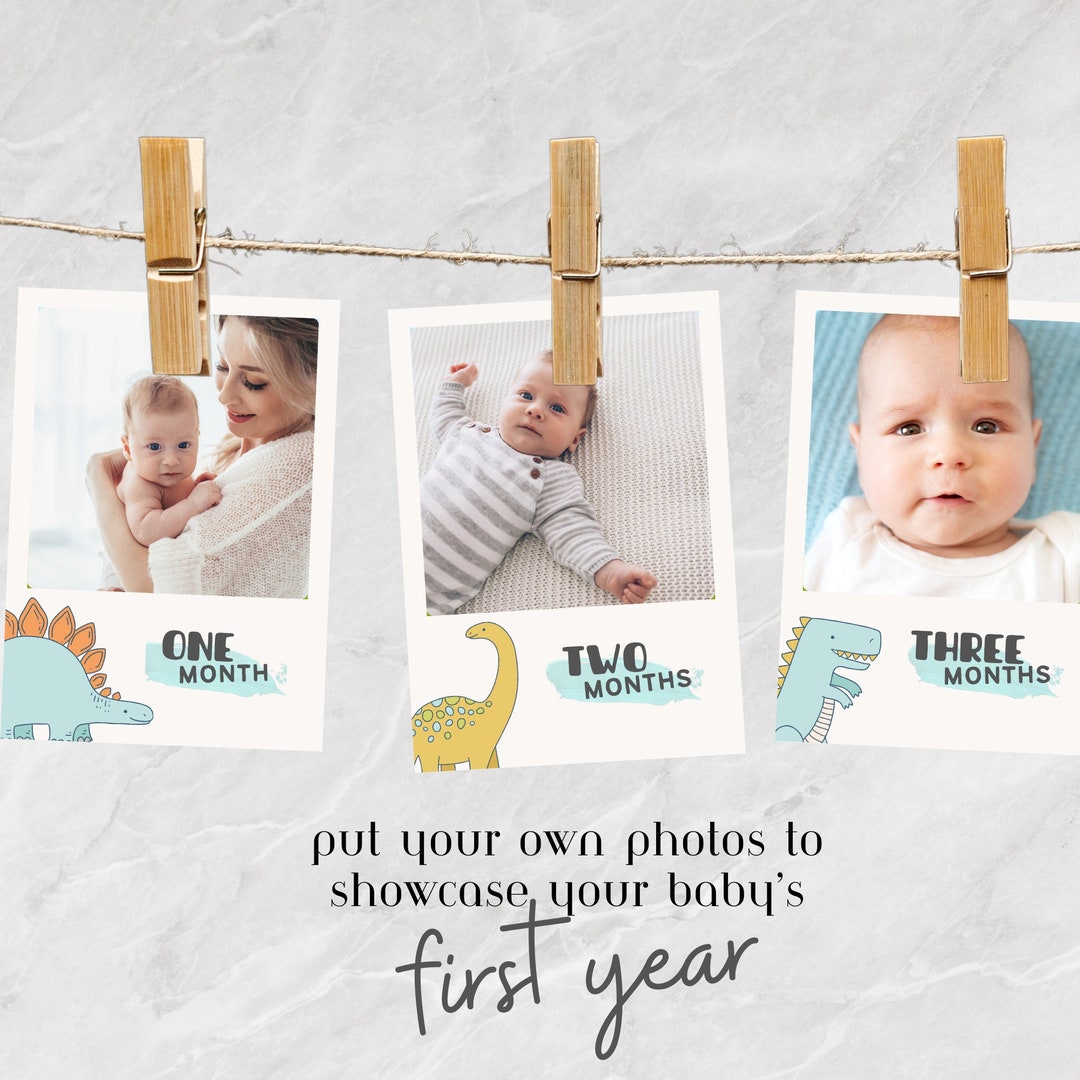 Dinosaur Milestone Birthday Board 1st Birthday Photo Collage Birthday ...