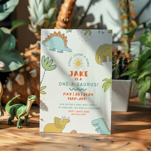 Dinosaur First 1st Birthday One-a-saurus Instant Editable Download Dino ...