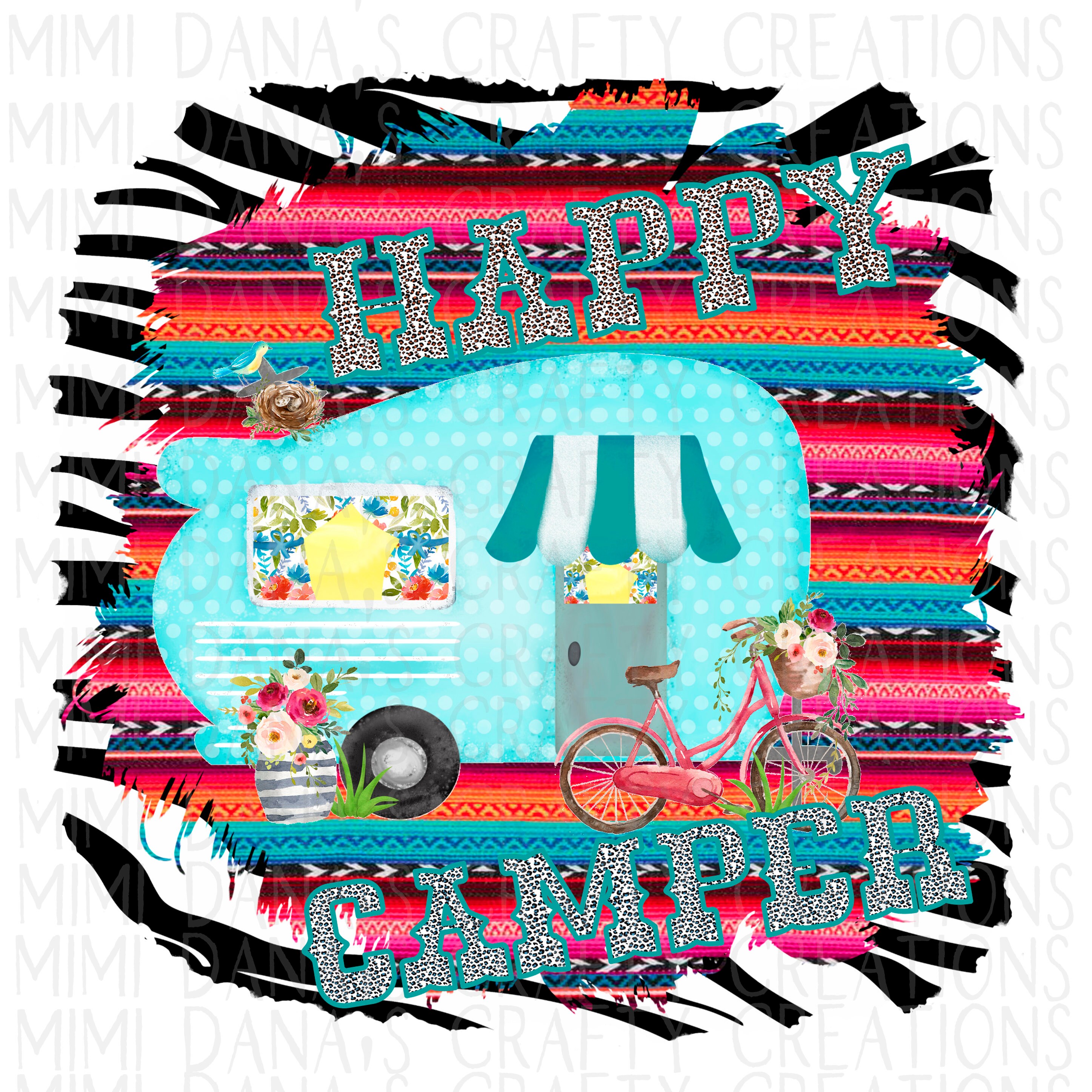 Happy Camper Clipart Zebra Print Serape Clipart Transparent | Etsy
